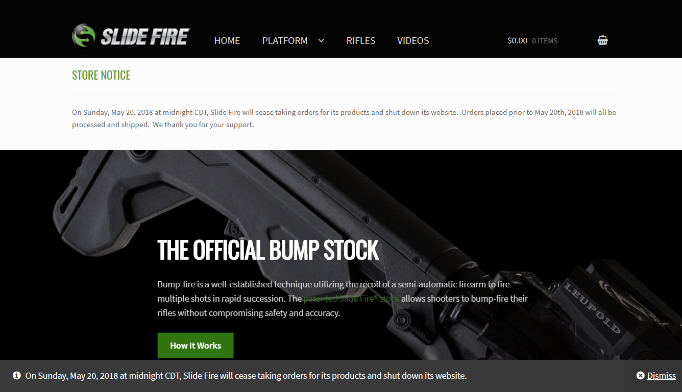 SLIDEFIRE: NOTICE OF CLOSING