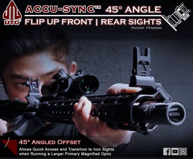 UTG LEAPERS: INTRODUCES NEW ACCU-SYNC™ 45° ANGLE FLIP UP IRON SIGHTS