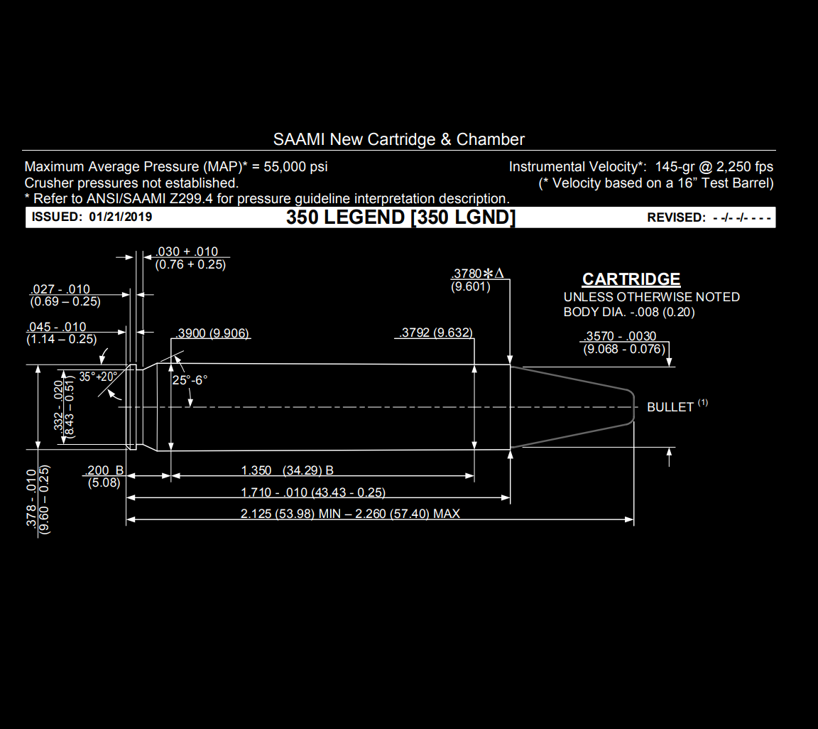 THE 350 LEGEND IS NOW SAAMI SPEC!