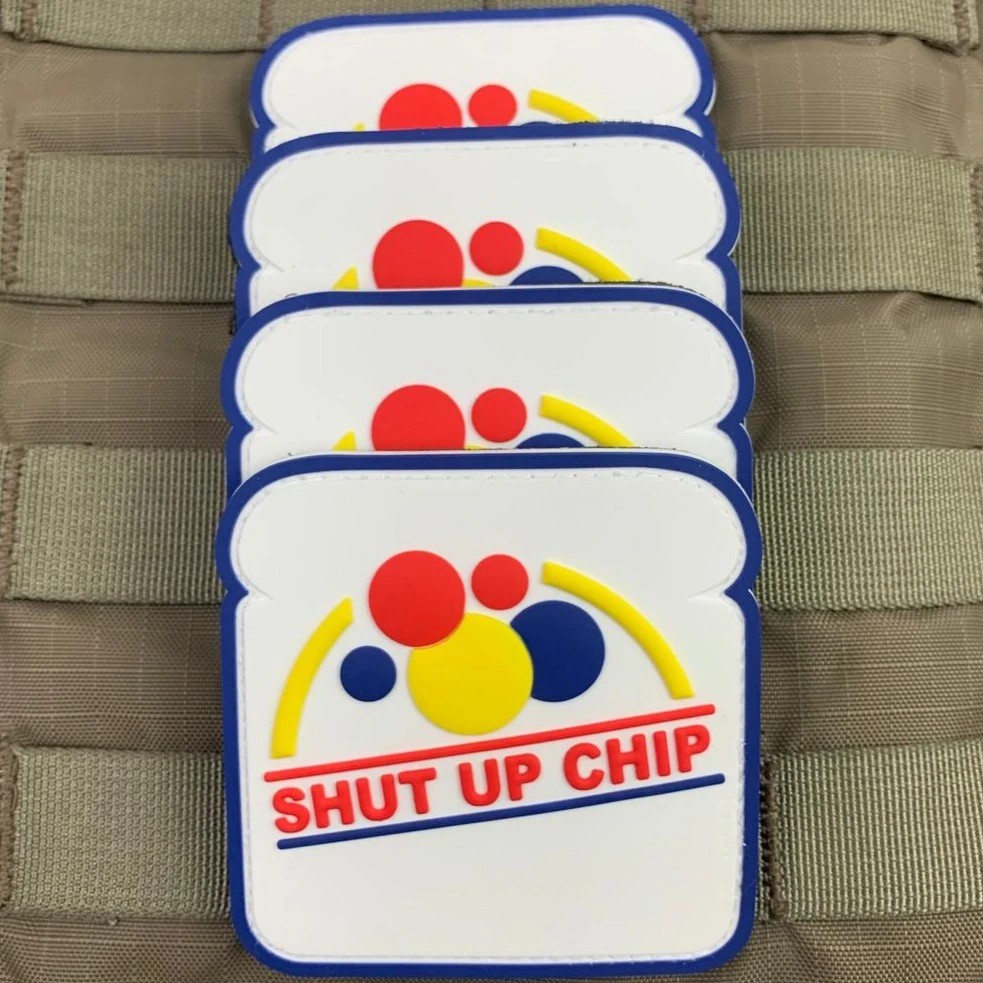 VIOLENT LITTLE MACHINE SHOP LAUNCHES THE "SHUT UP CHIP!" PVC MORALE PATCH.