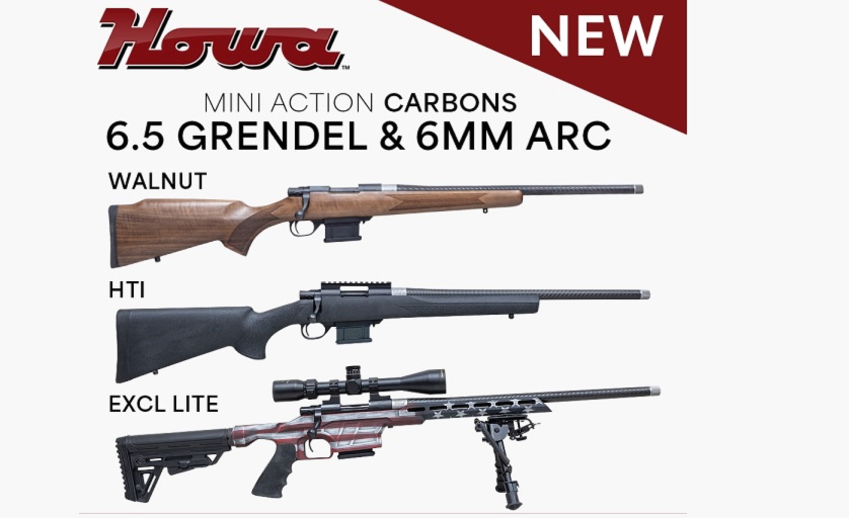 HOWA ANNOUNCES 6.5 GRENDEL and 6MM ARC 20" CARBON FIBER MINI ACTIONS